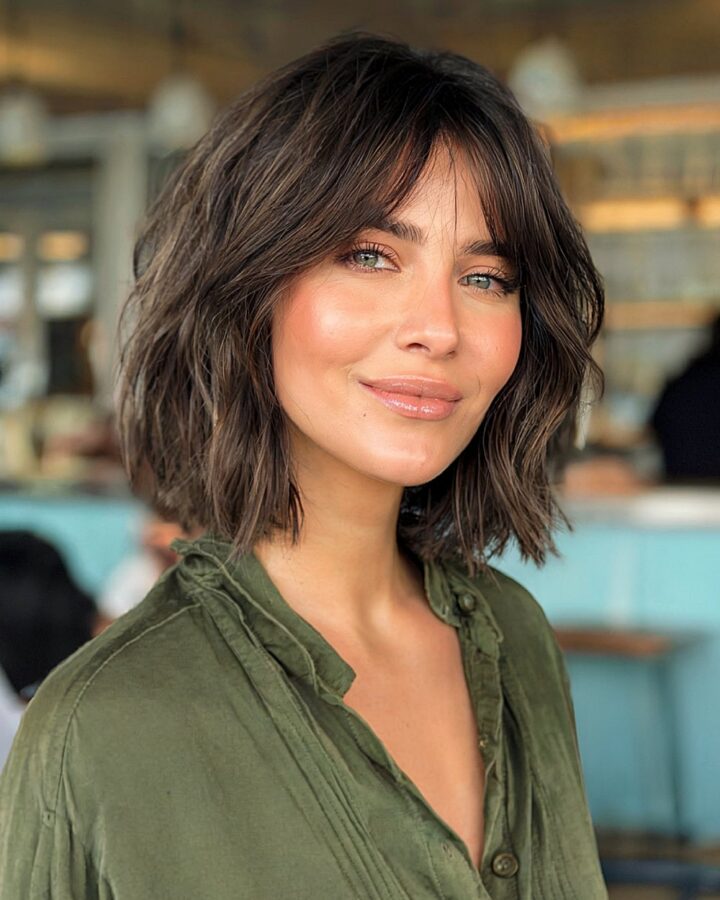 50 Cute Textured Bob with Bangs You Have to See