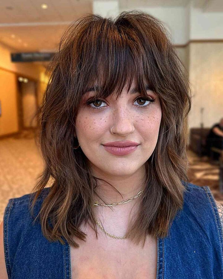 80 Best Medium Shags with Bangs You Can Get Right Now