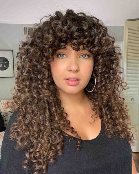 70 Best Ways to Pair Curly Hair with Bangs