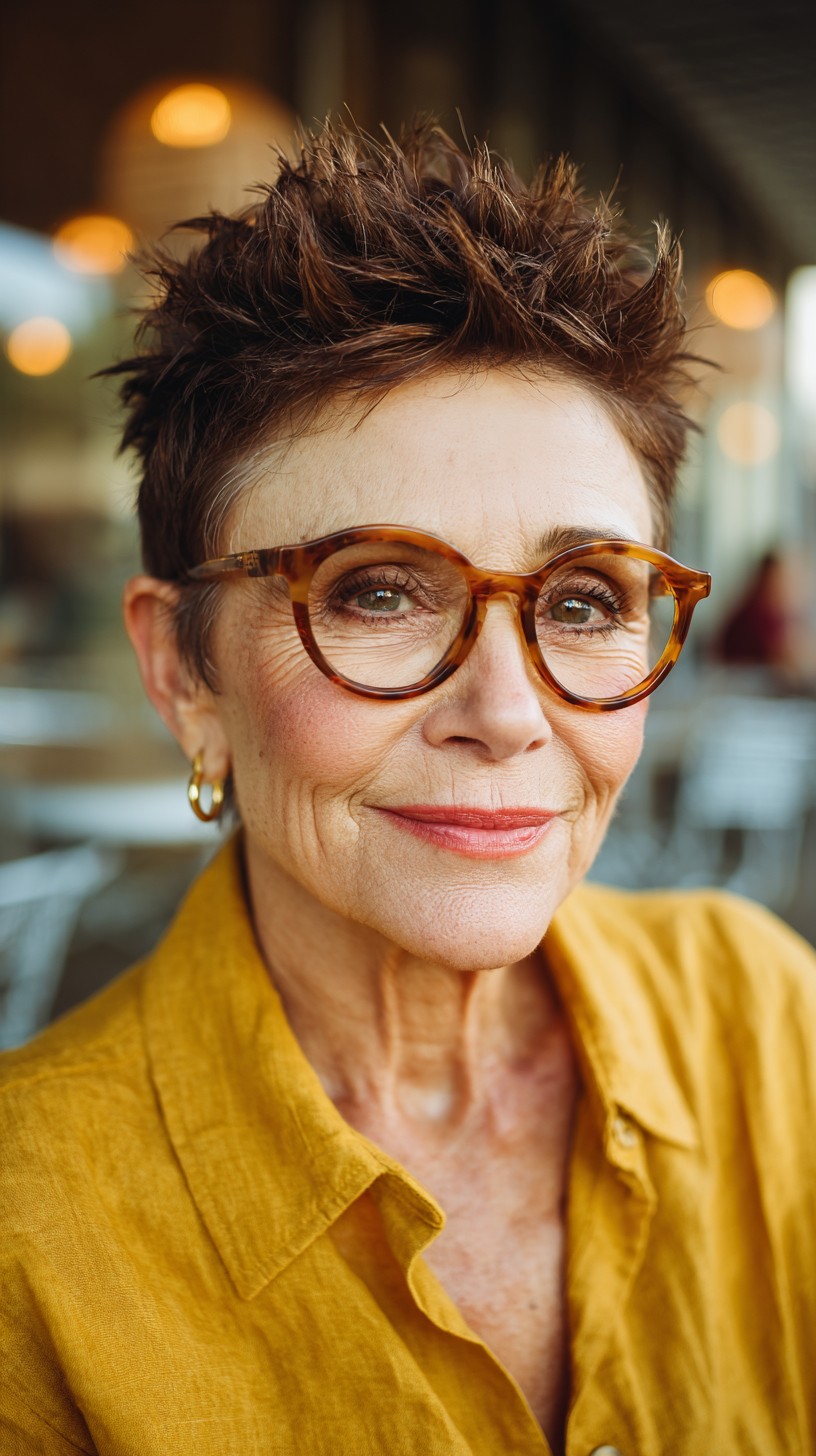 50 Envy-Inducing Spiky Short Cuts That Flatter Women Over 70 With Glasses
