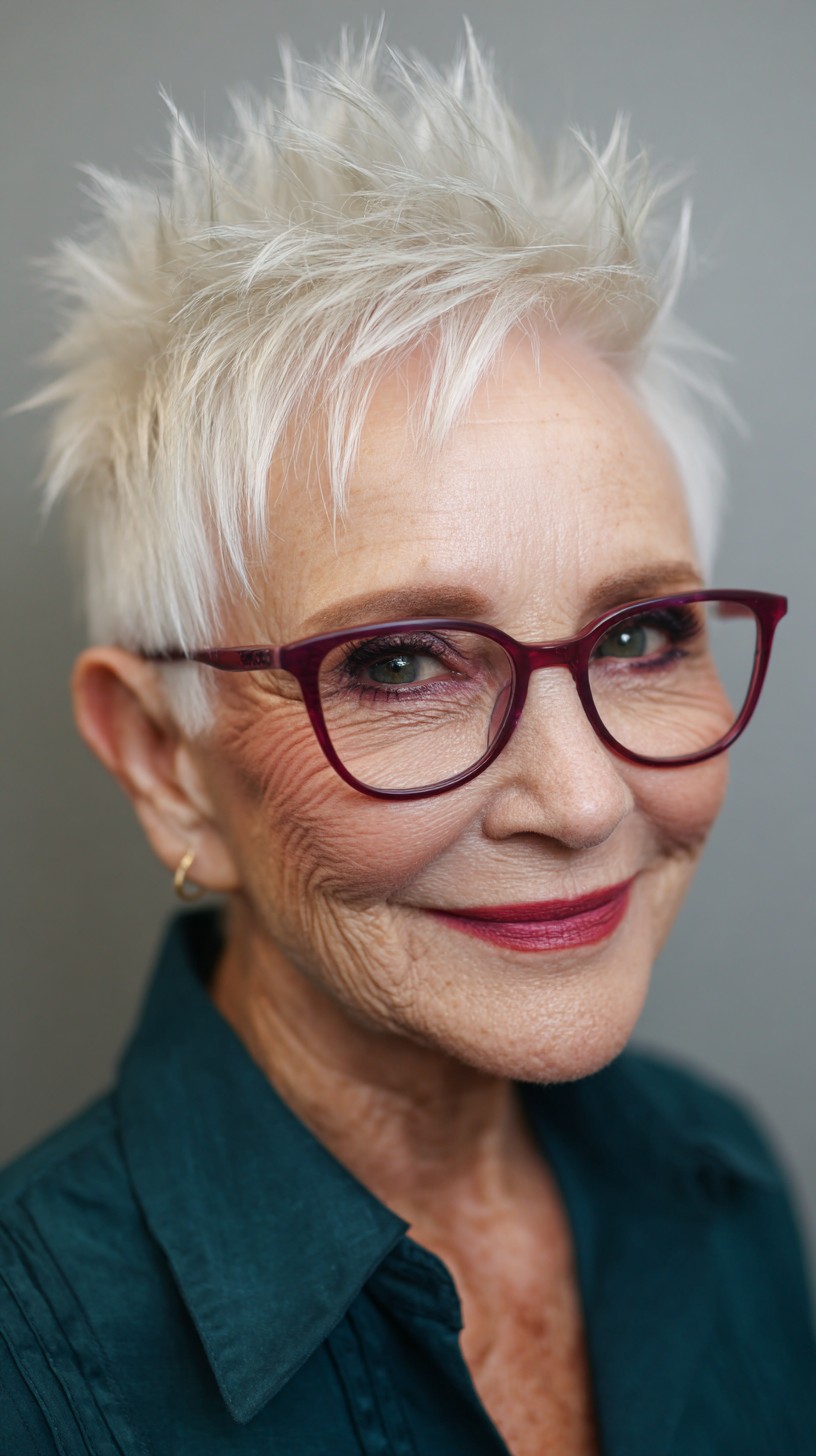 50 Envy-Inducing Spiky Short Cuts That Flatter Women Over 70 With Glasses