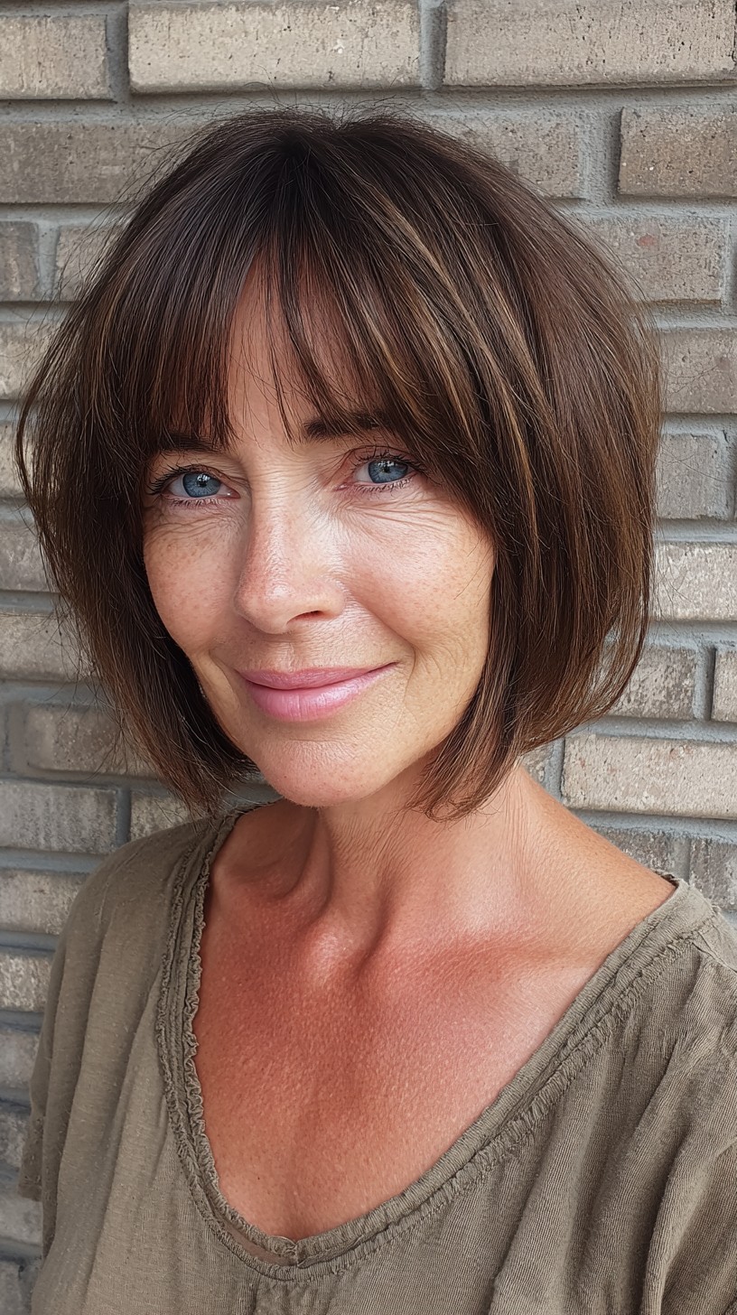50 Chic Choppy Bob Haircuts with Curtain Bangs for Women Over 50 With ...