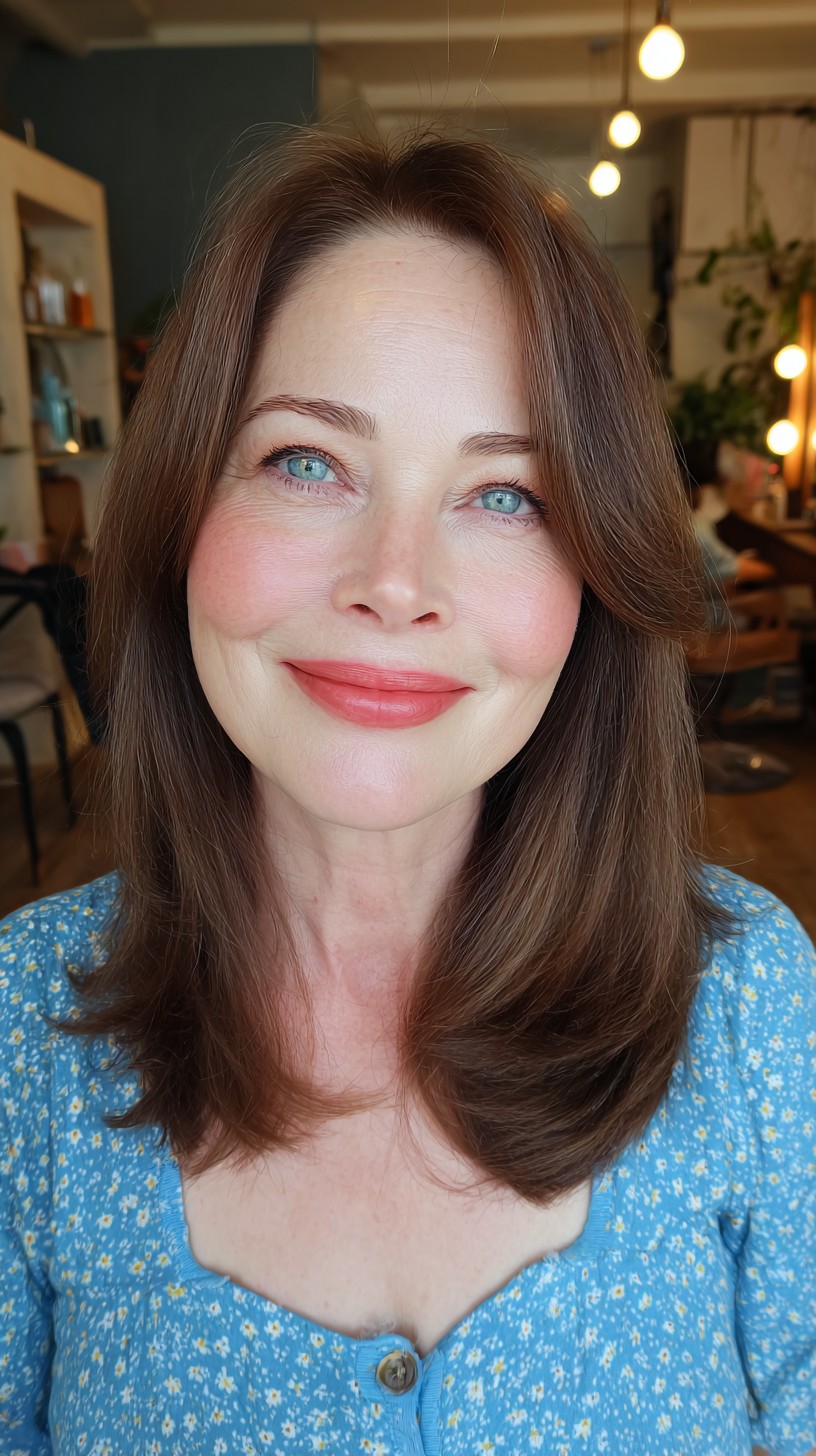 25 Radiant Long Bangs Styles for Women Over 50