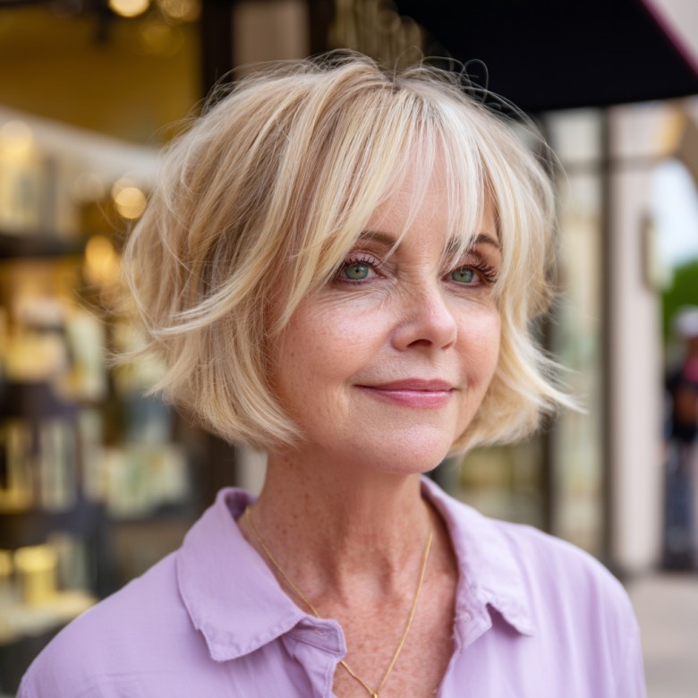 Upgrade Your Look: 25 Chic Layered Bobs with Bangs for Women Over 50 in ...