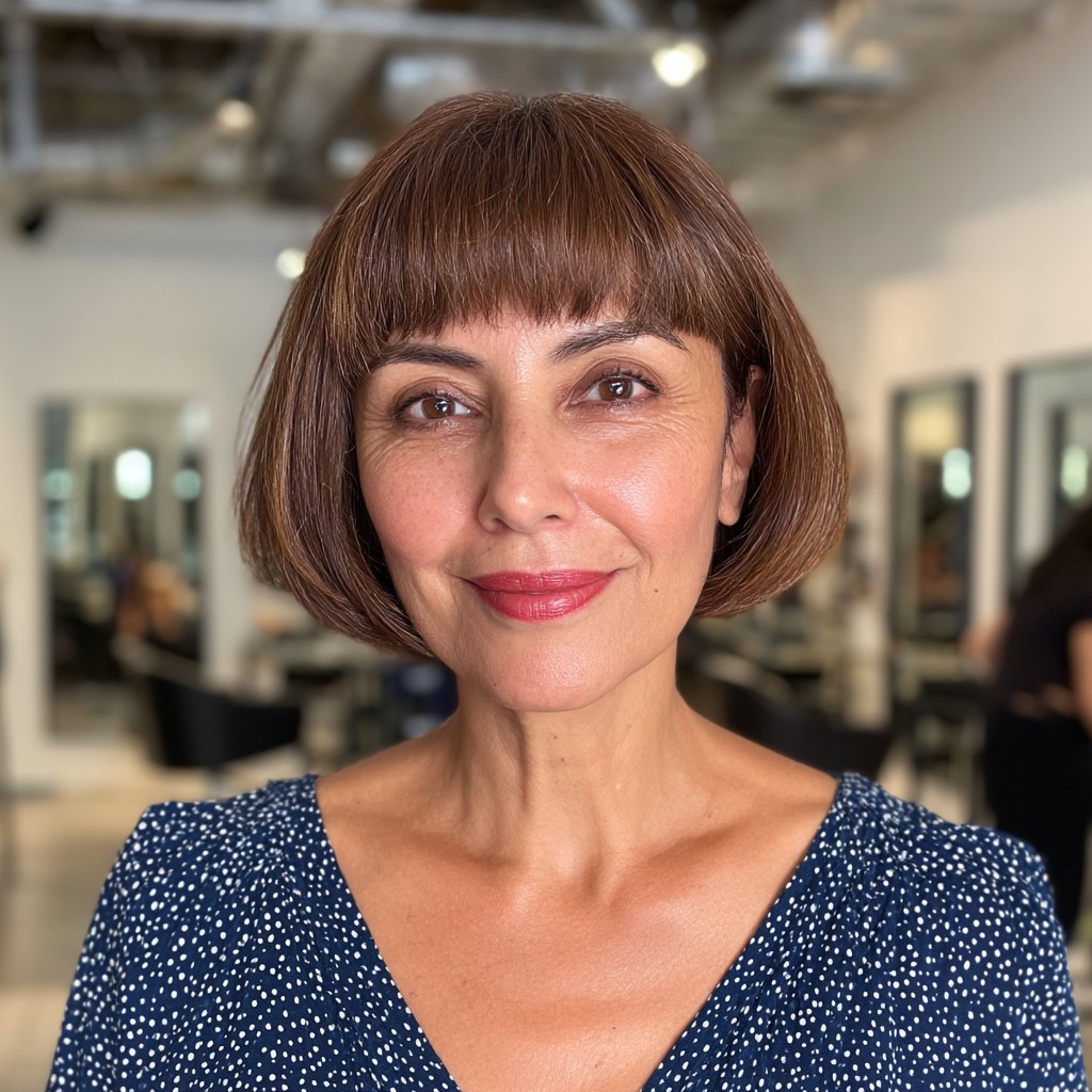 25 Chic Baby Bangs Hairstyles That Flatter Women Over 50 - Kappers Magazine