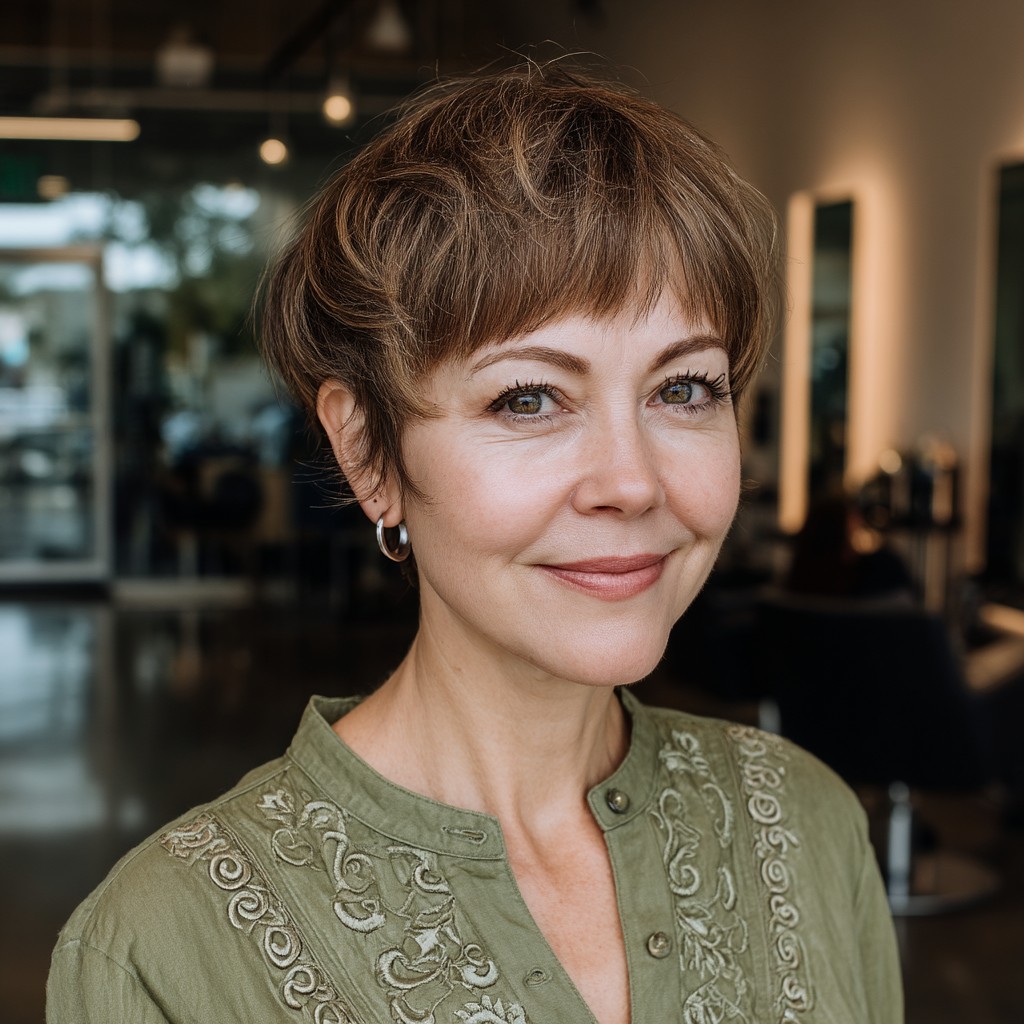 25 Chic Baby Bangs Hairstyles That Flatter Women Over 50 - Kappers Magazine