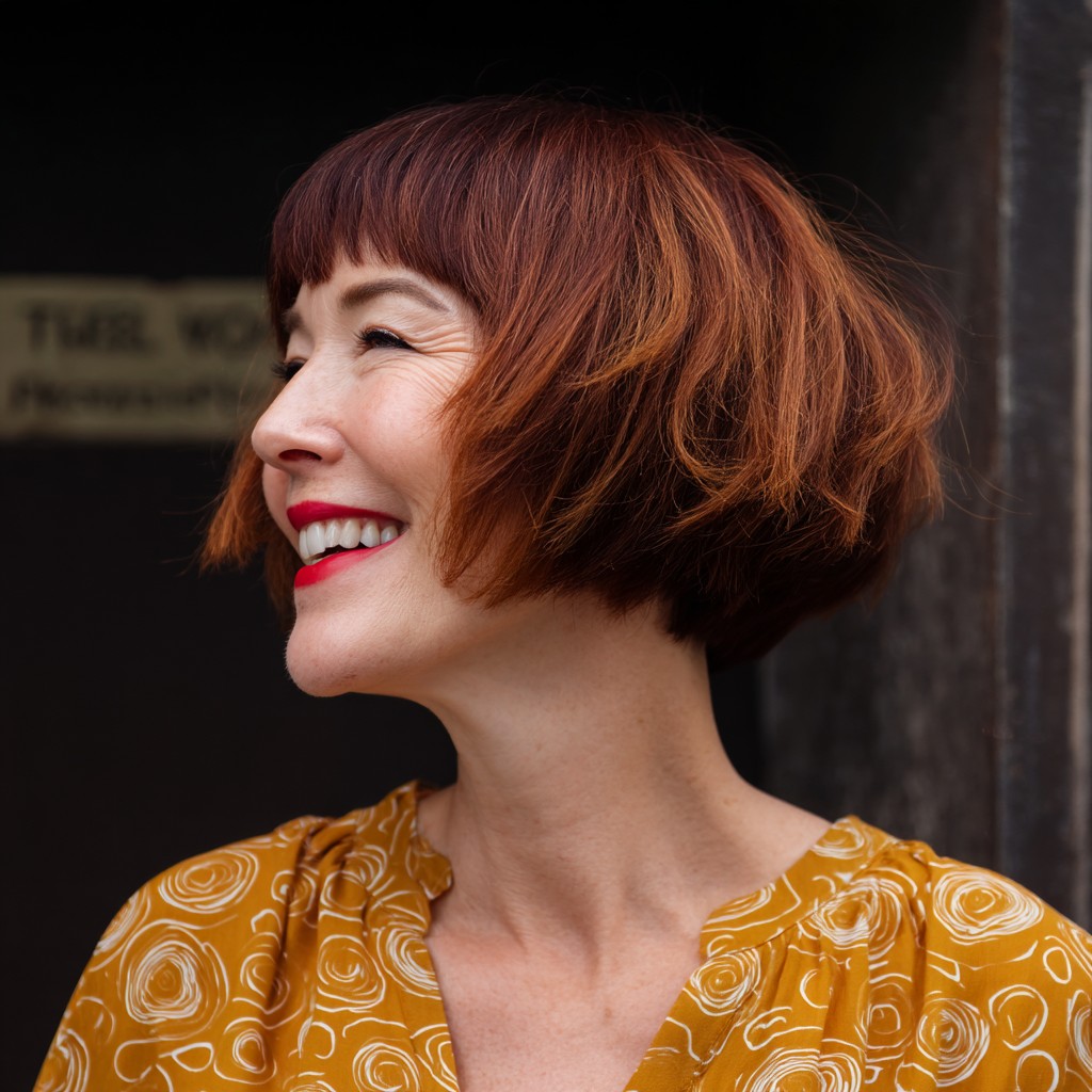 25 Chic Baby Bangs Hairstyles That Flatter Women Over 50 - Kappers Magazine