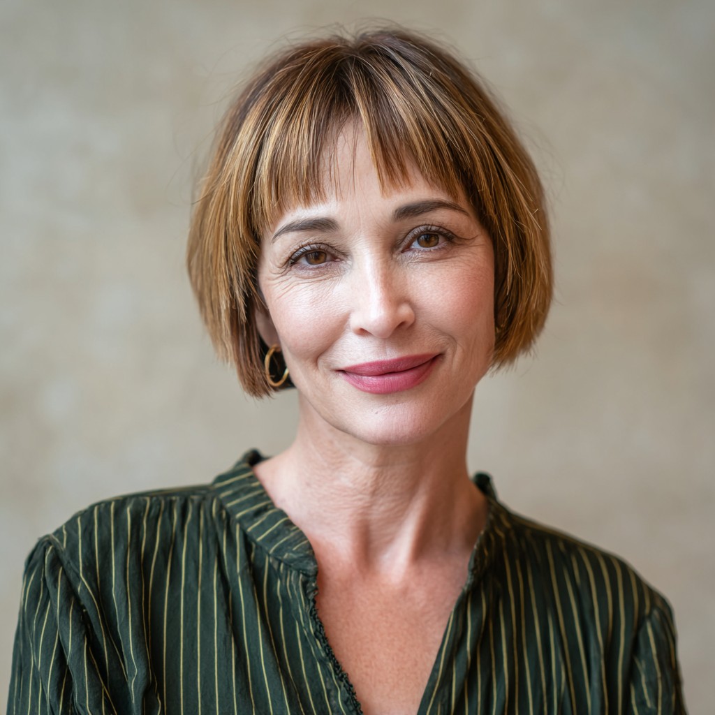 25 Chic Baby Bangs Hairstyles That Flatter Women Over 50 - Kappers Magazine