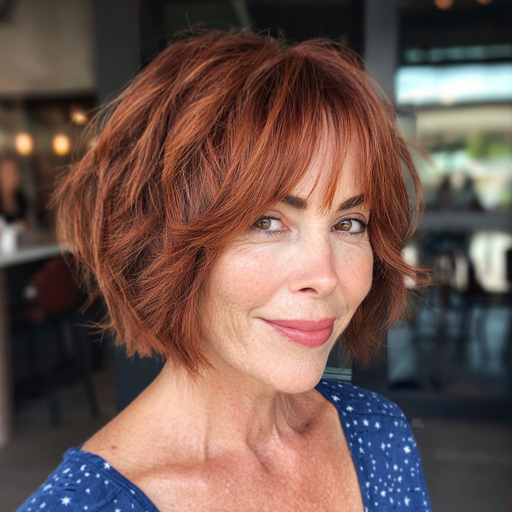 24 Chic Choppy Bob Haircuts with Curtain Bangs for Women Over 50 With ...