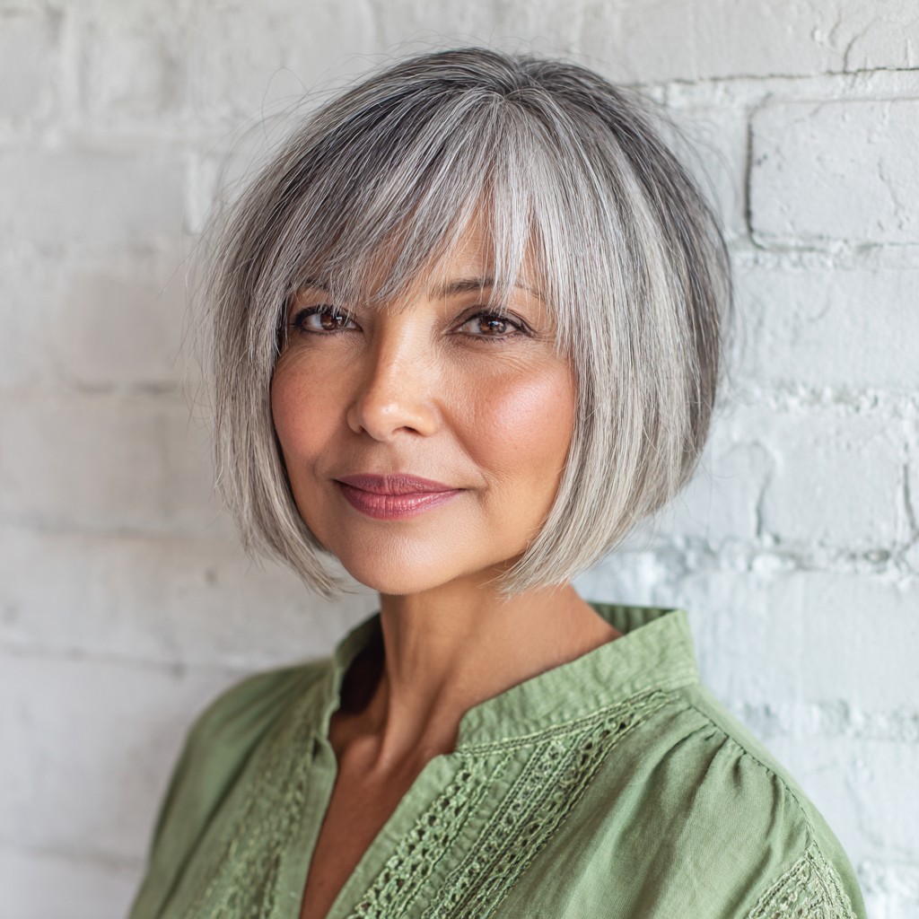 27 Eye-Catching Grey Bob Haircuts for Women Embracing Their 40s