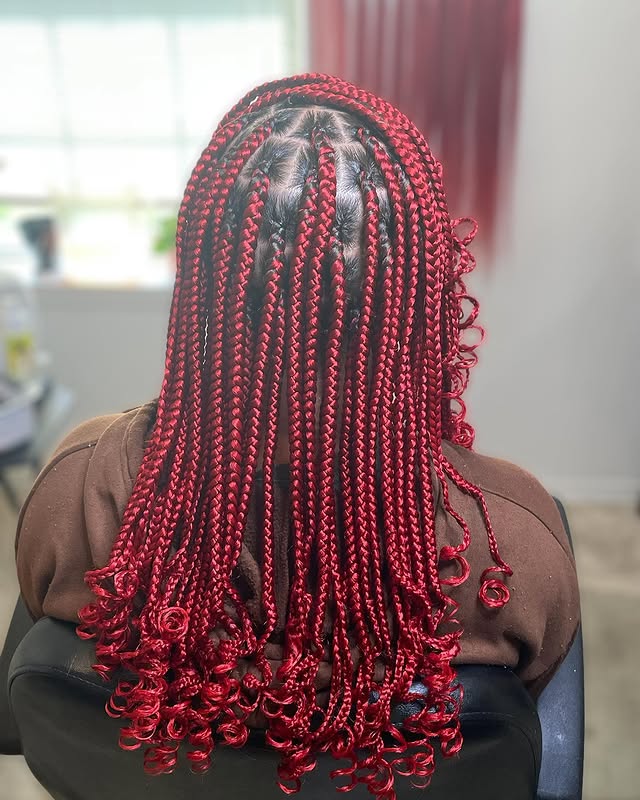 Red Box Braids That Demand Attention