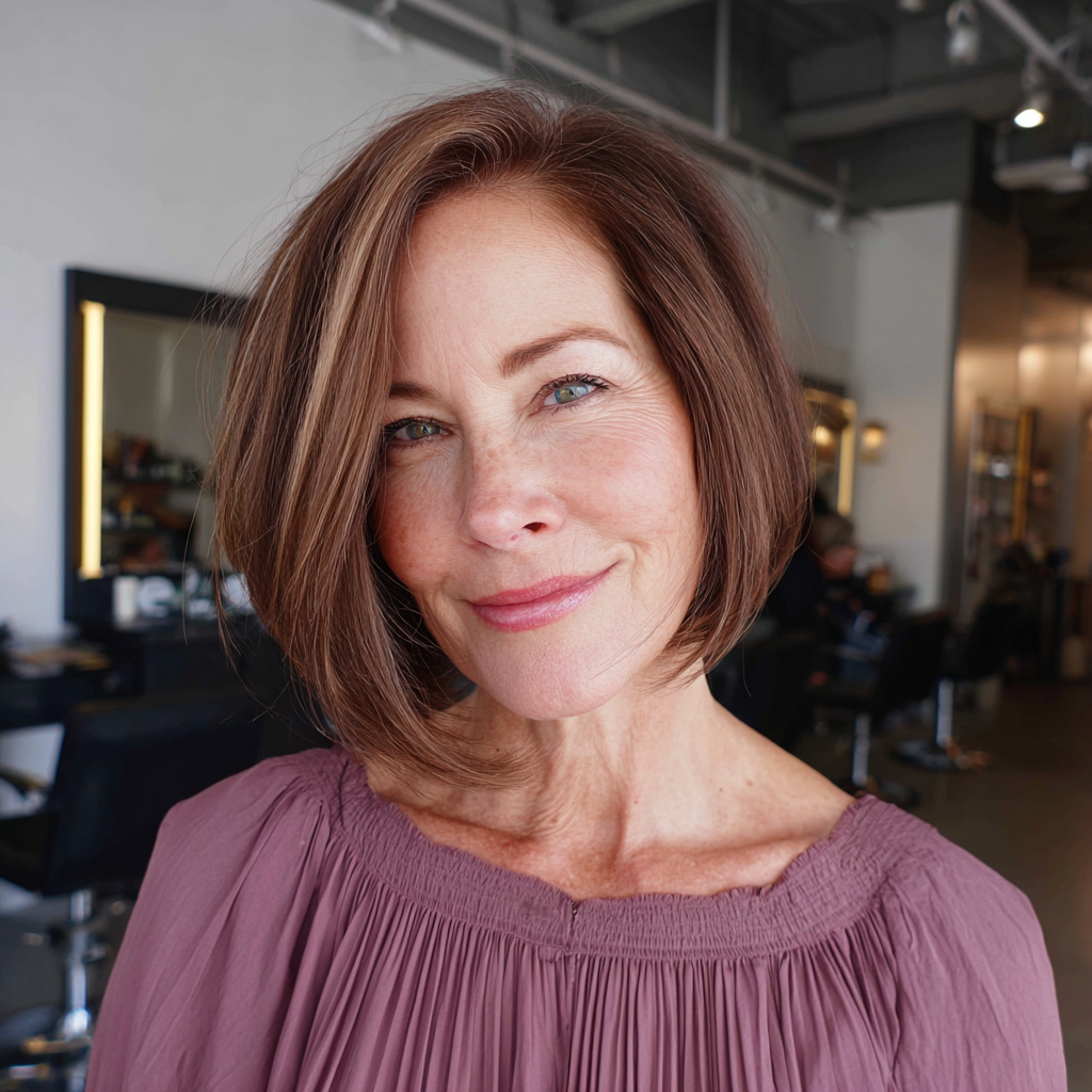 23 Sleek Asymmetrical Bob Haircuts Going Viral Among Women in Their 50s