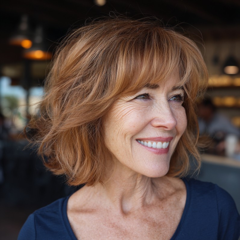 27 Flattering Layered Bob Haircuts with Long Bangs That Never Go Out of ...