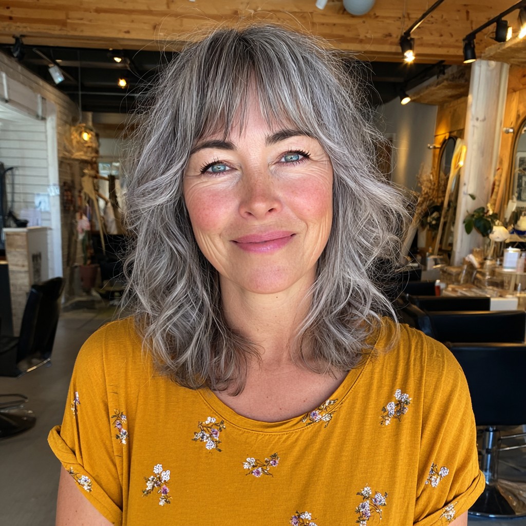 28 Adorable and Trendy Grey Blending Haircuts These Women Over 40 ...