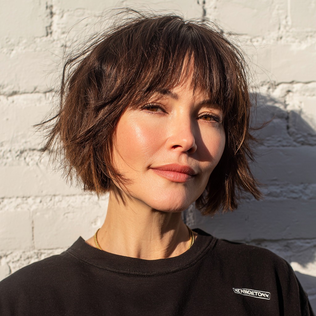 30 Beautiful Shaggy Bob Haircuts with Bangs for Women Over 40 Who Love ...