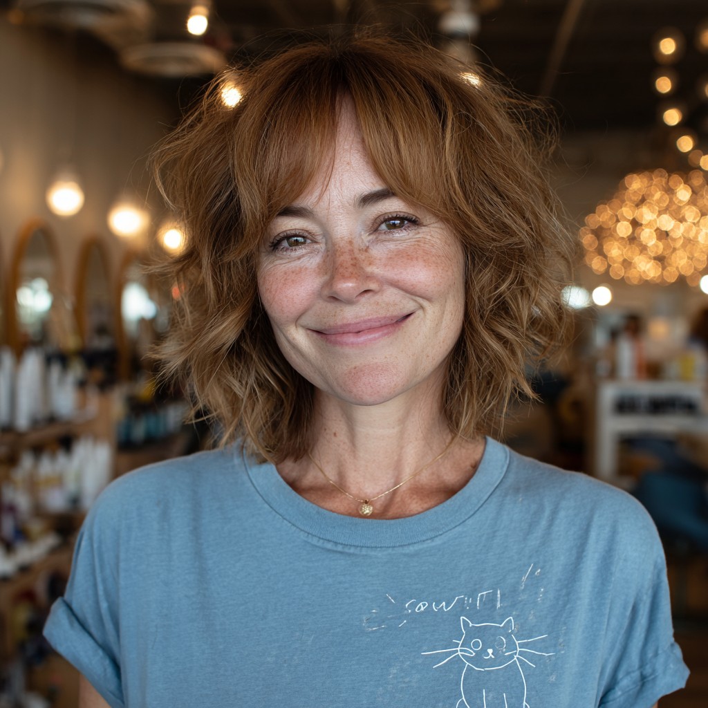 30 Beautiful Shaggy Bob Haircuts with Bangs for Women Over 40 Who Love ...
