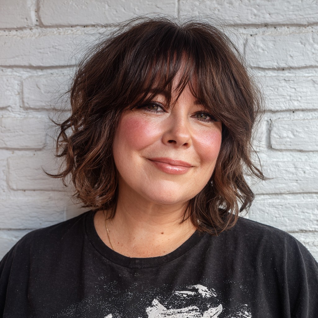 30 Beautiful Shaggy Bob Haircuts with Bangs for Women Over 40 Who Love ...