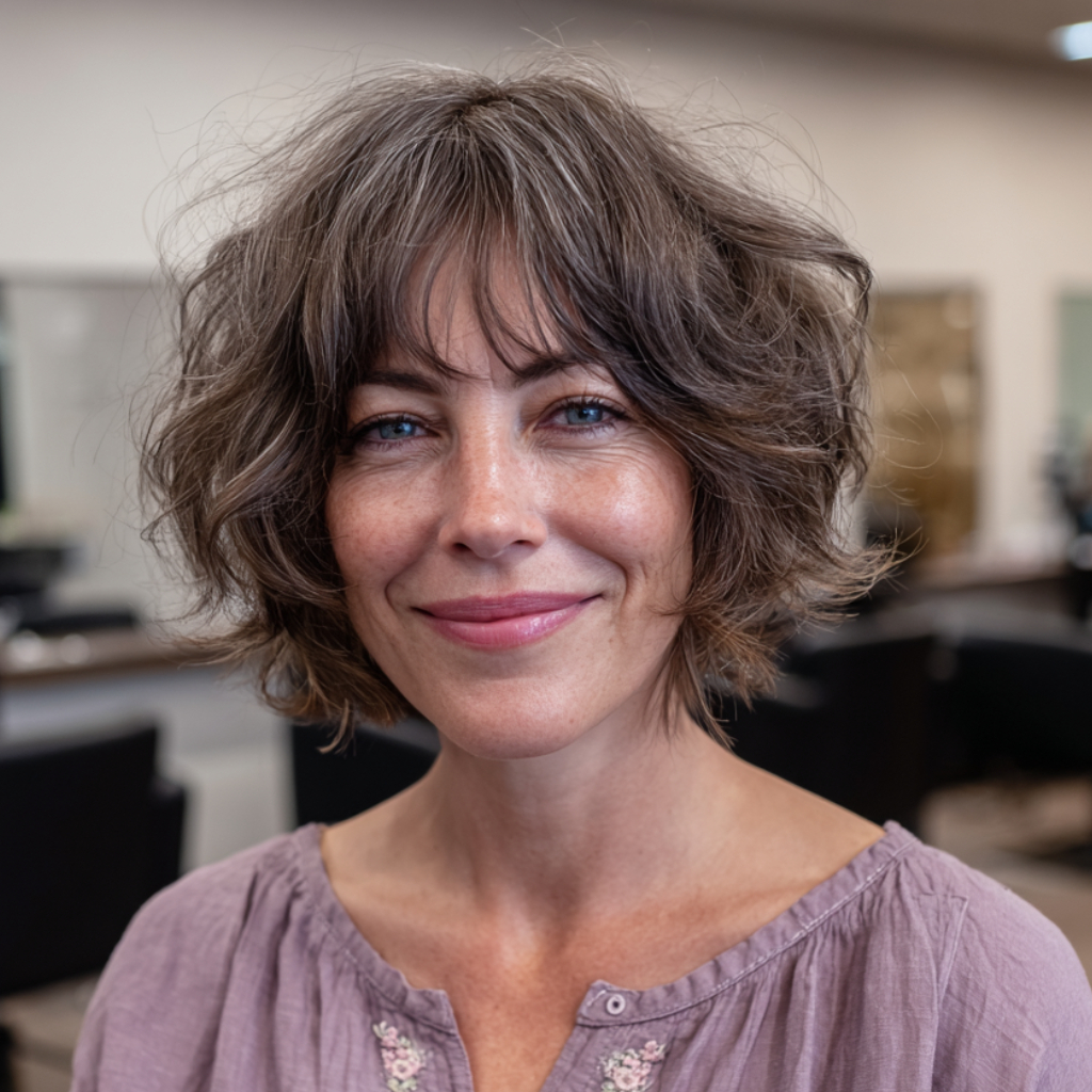 30 Beautiful Shaggy Bob Haircuts with Bangs for Women Over 40 Who Love ...