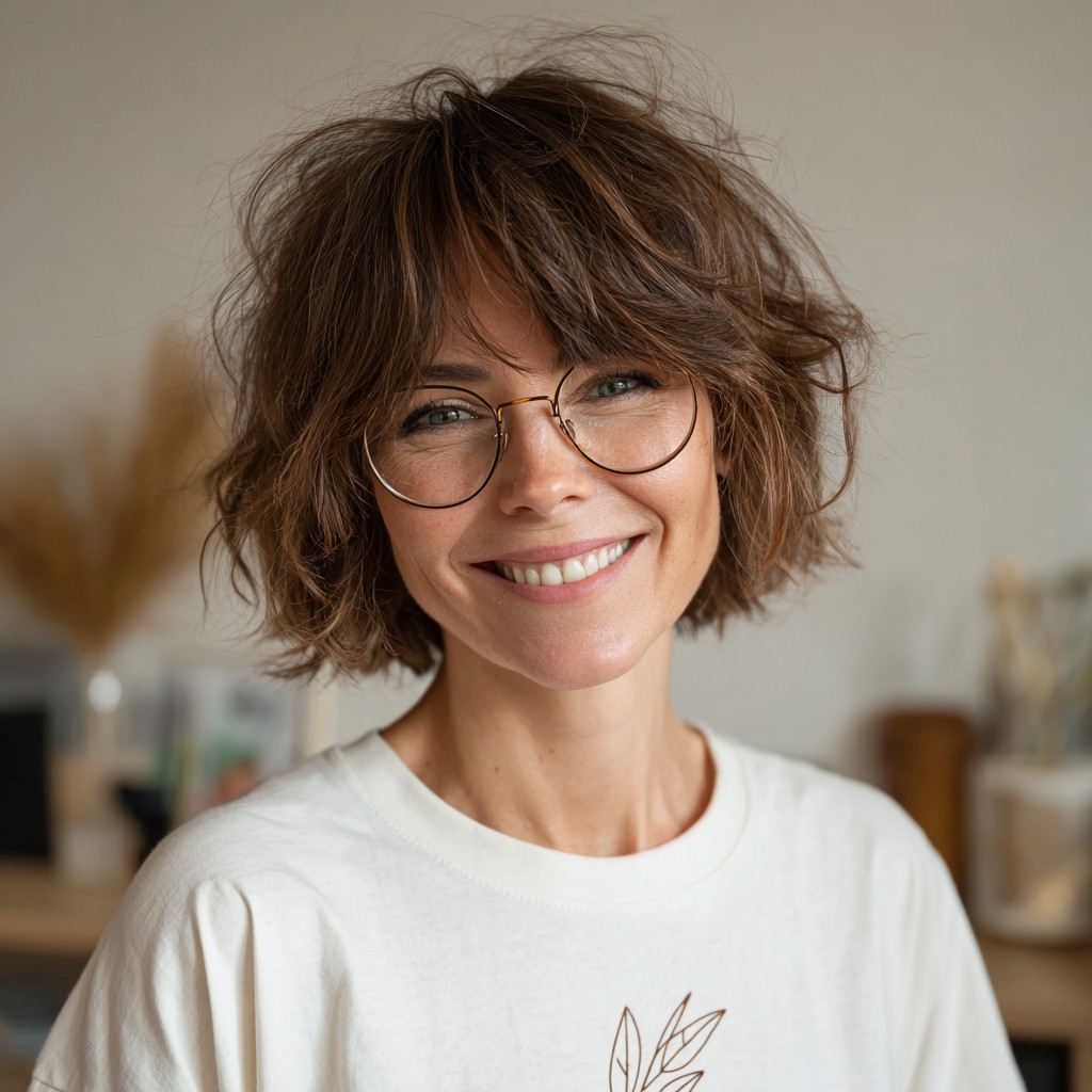 30 Beautiful Shaggy Bob Haircuts with Bangs for Women Over 40 Who Love ...