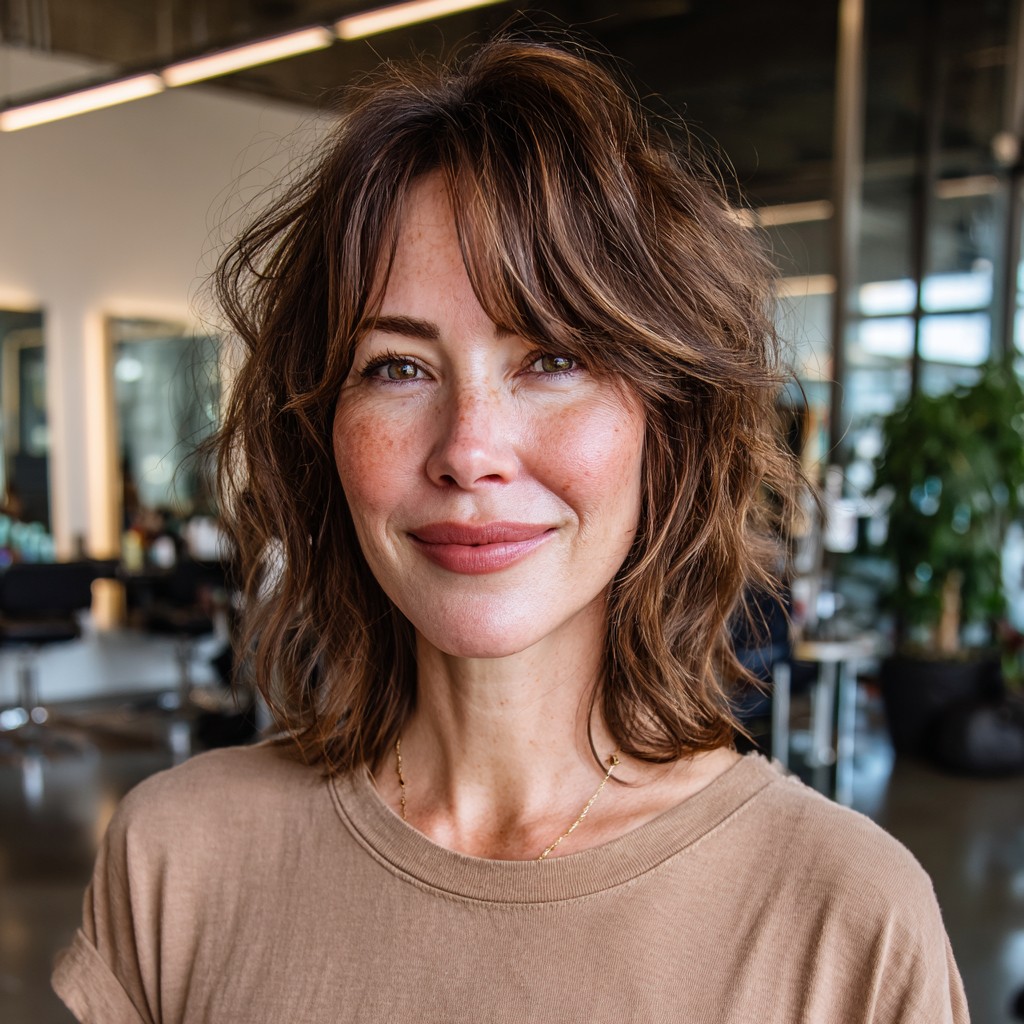 30 Beautiful Shaggy Bob Haircuts with Bangs for Women Over 40 Who Love ...
