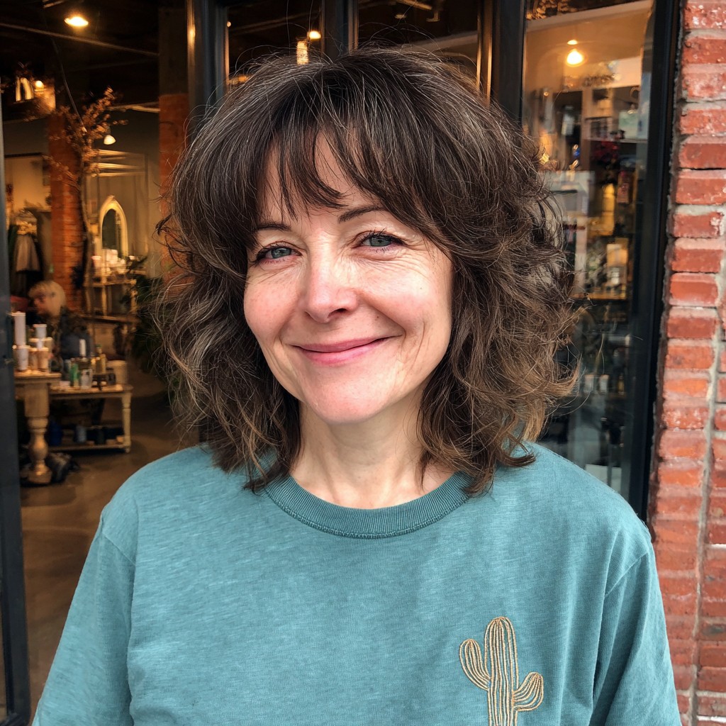 30 Beautiful Shaggy Bob Haircuts with Bangs for Women Over 40 Who Love ...