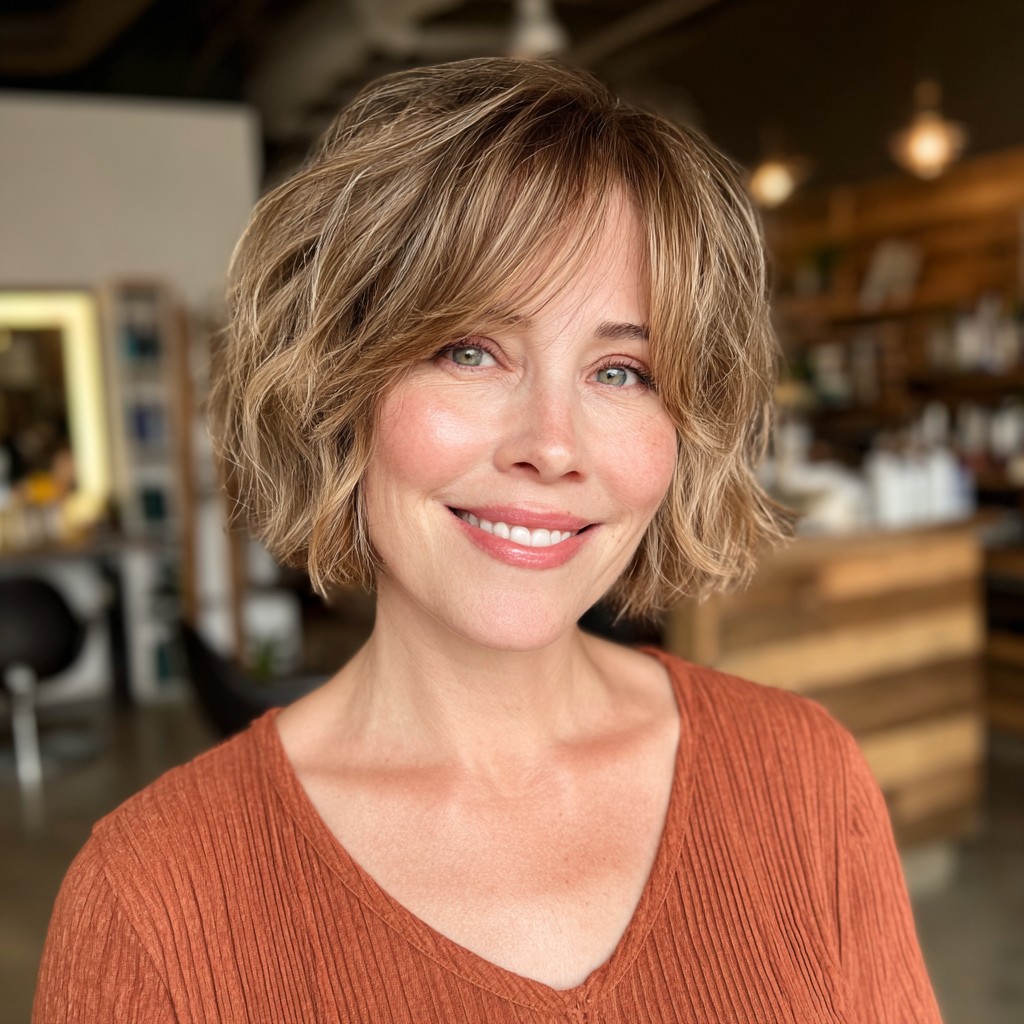 30 Beautiful Shaggy Bob Haircuts with Bangs for Women Over 40 Who Love ...