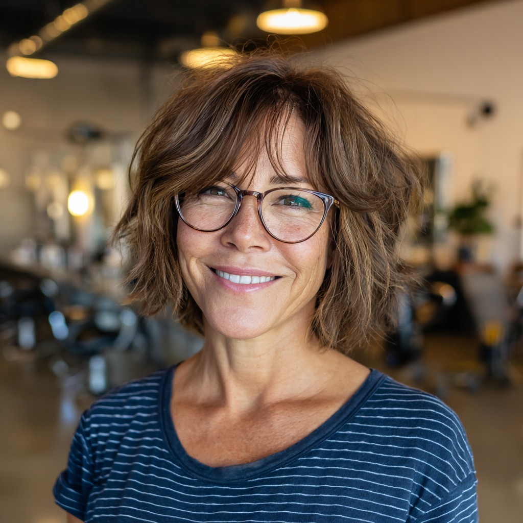 30 Beautiful Shaggy Bob Haircuts with Bangs for Women Over 40 Who Love ...