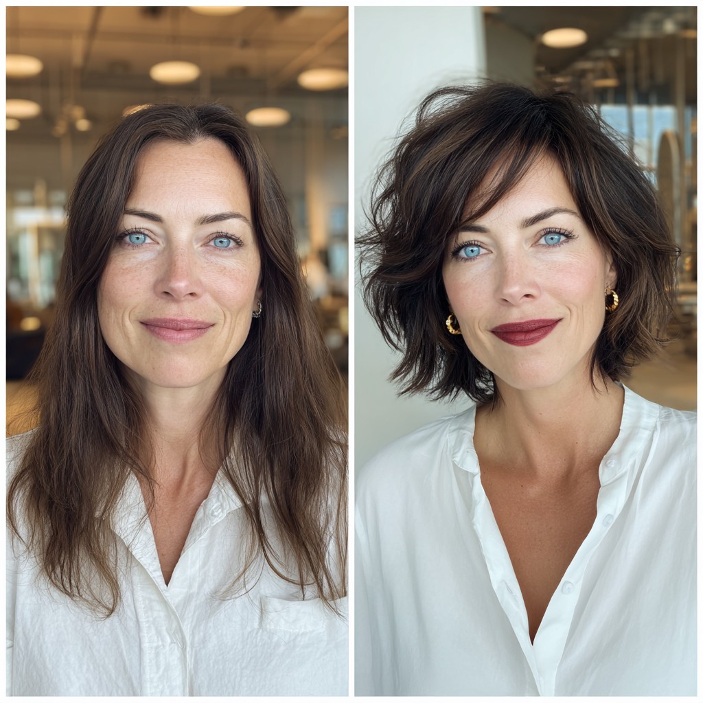 30 Beautiful Shaggy Bob Haircuts with Bangs for Women Over 40 Who Love ...