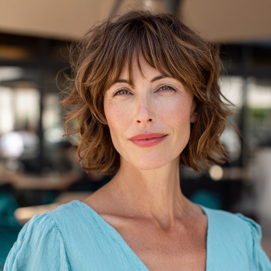 30 Beautiful Shaggy Bob Haircuts with Bangs for Women Over 40 Who Love ...