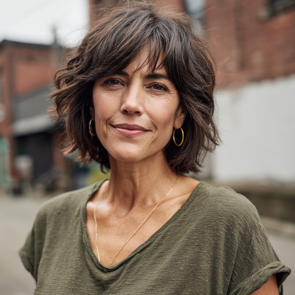 30 Beautiful Shaggy Bob Haircuts with Bangs for Women Over 40 Who Love ...