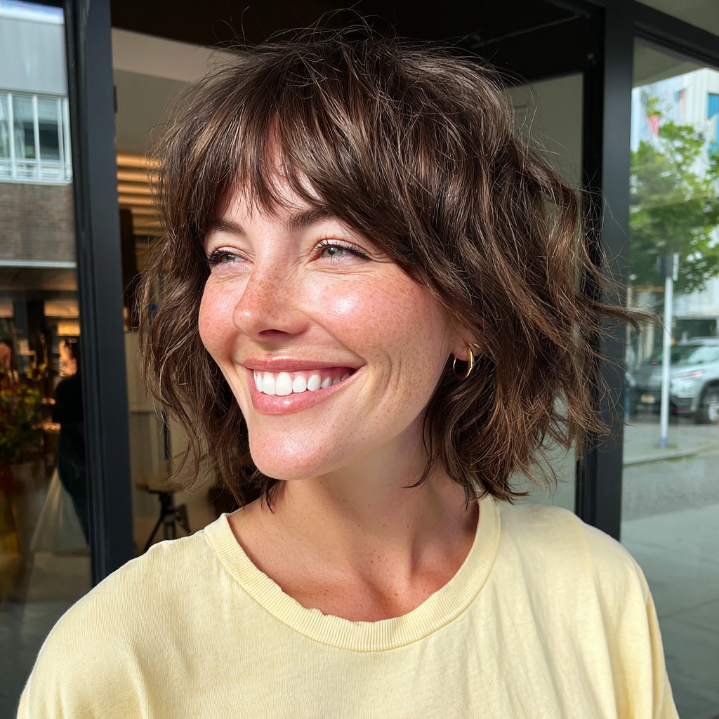 30 Beautiful Shaggy Bob Haircuts with Bangs for Women Over 40 Who Love ...