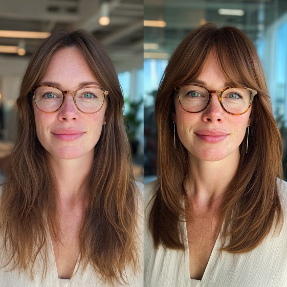 23 Stylish Bottleneck Bangs Women Over 40 With Glasses Must Get
