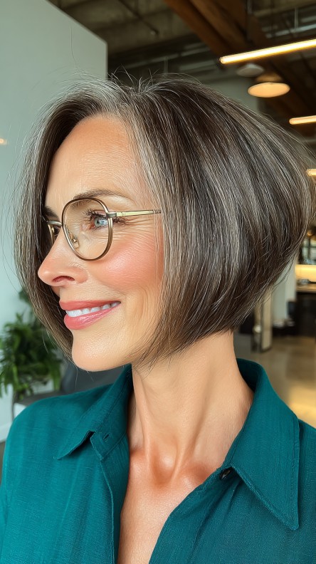 25 Gorgeous Wedge Bob Haircuts for Women Over 40 with Glasses - Kappers ...