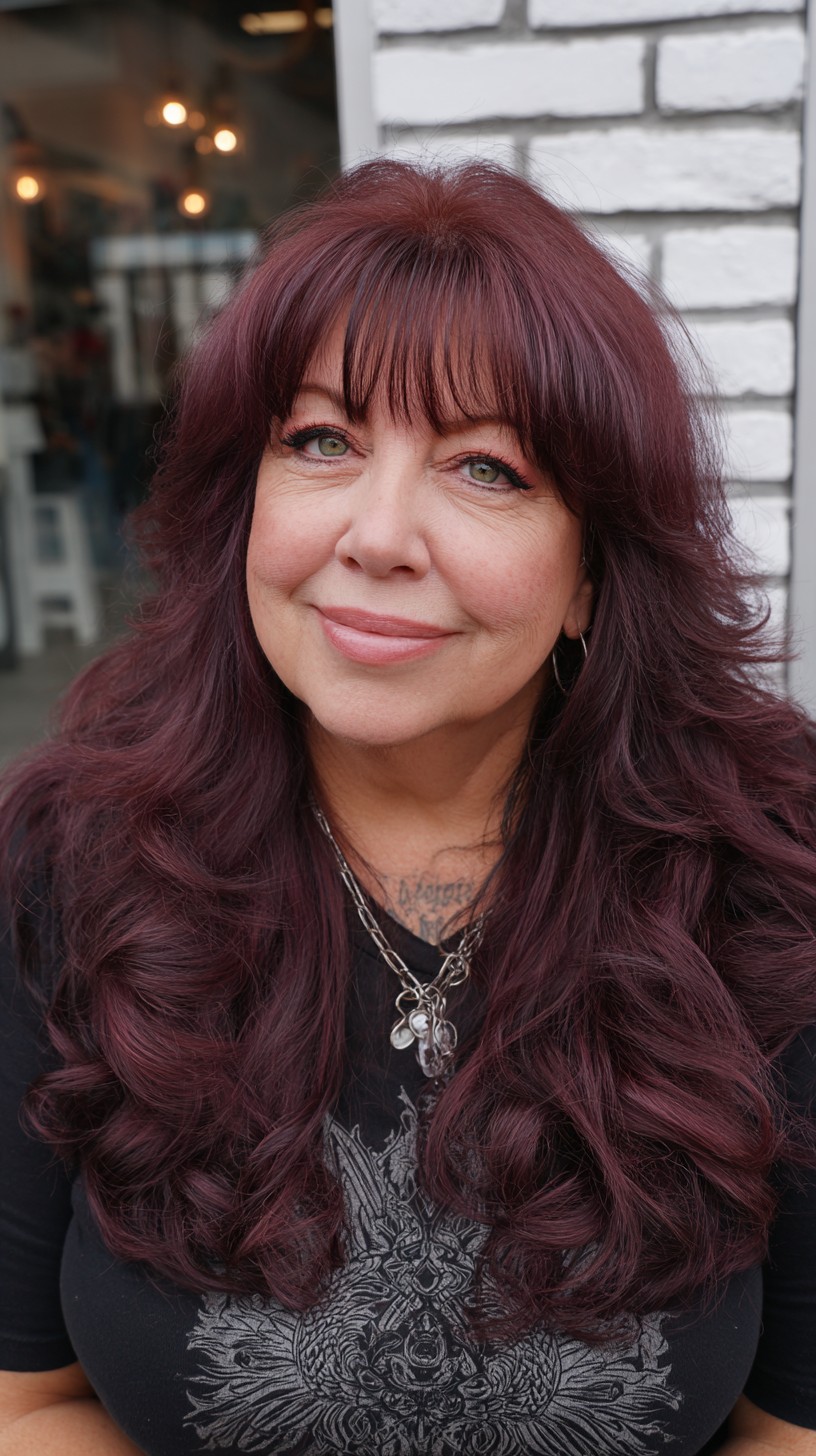 50 Stylish Long Wolf Cut Hairstyles for Women Over 50 with Fuller Faces