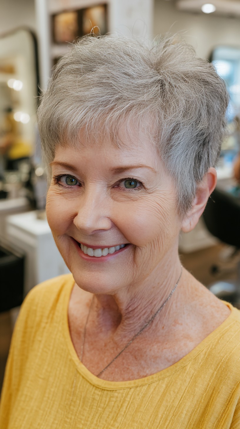 51 Sleek Piecey Pixie Cuts for Women Over 70 With a Rounder Face Shape
