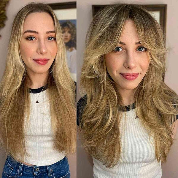 24 Long Shags With Curtain Bangs For The Ultra Modern Combo