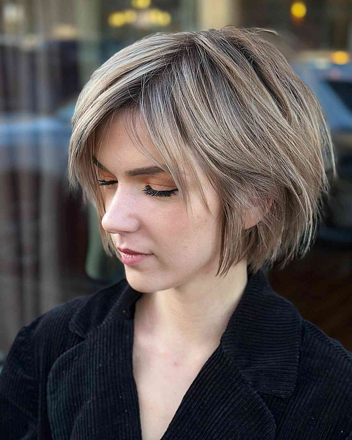 Freshen Up Your Look With A Short Bob Highlighted Hair See Before And